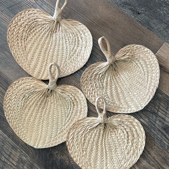 Vintage | Art | Vintage Rafia Wall Fans Set Of 4 | Poshmark